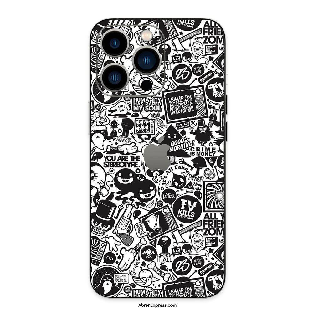 Black and white doodle Phone Skin – AbrarExpress